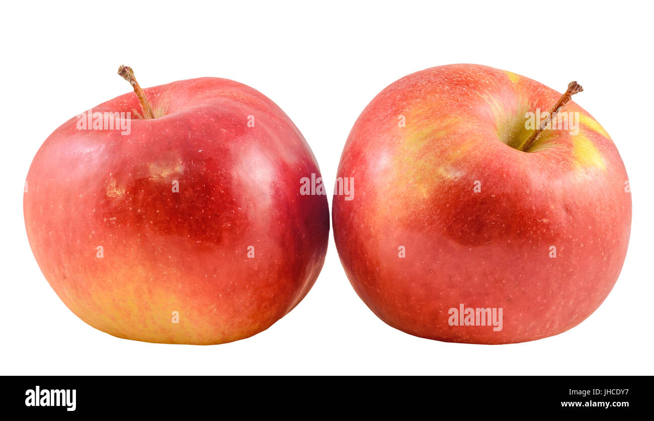 Red-yellow Jonathan apple, isolated, white background, cutout Stock ...