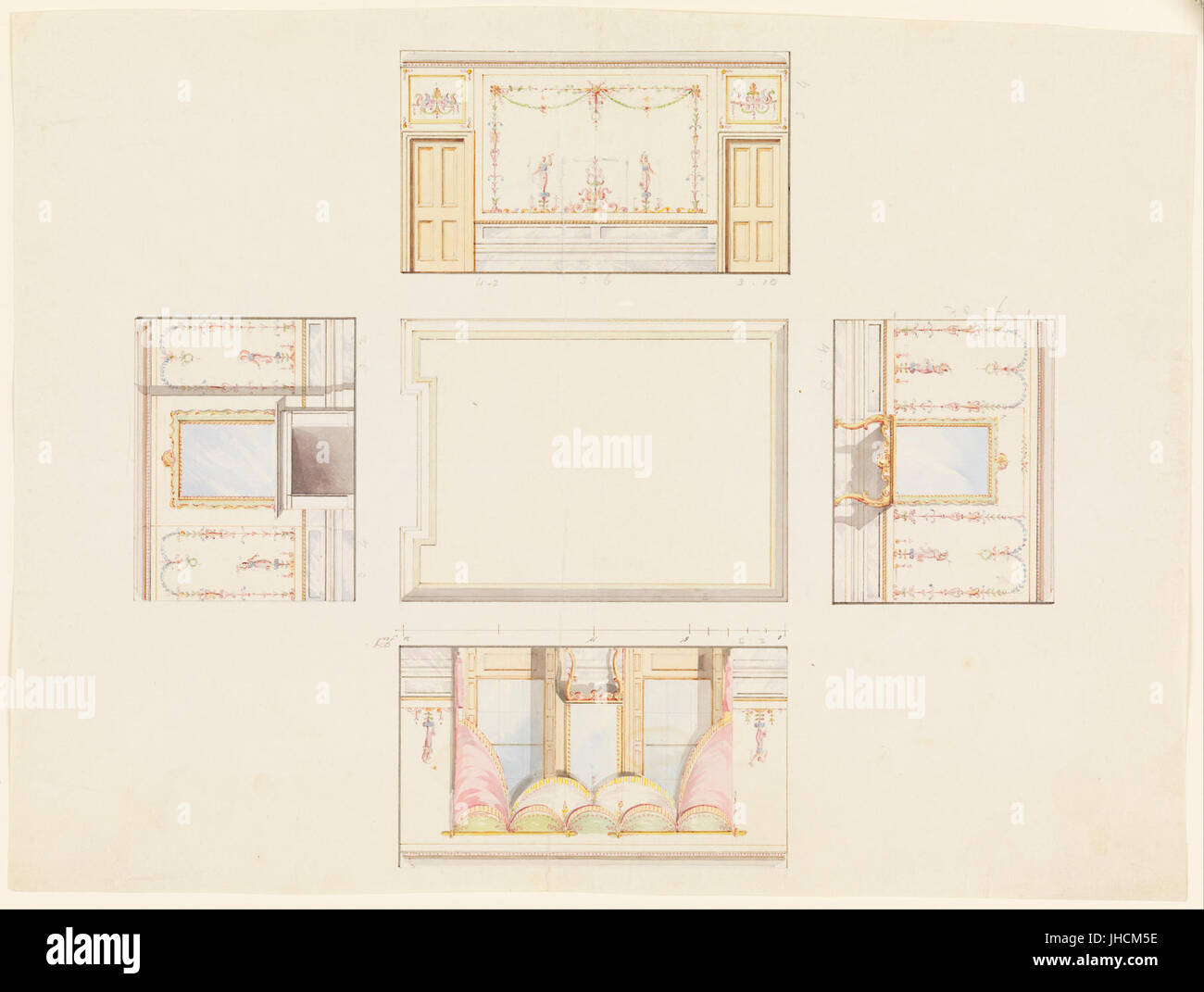 Frederick Crace - Design for Ceiling and Four Walls of Room Stock Photo ...