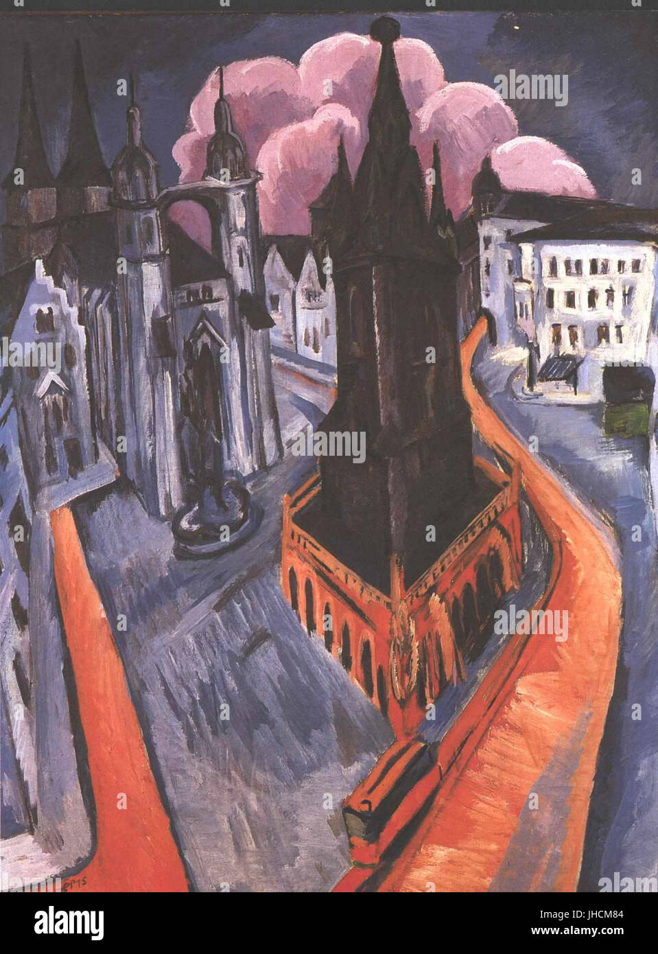 This artwork by Ernst Ludwig Kirchner, titled *Der rote Turm von Halle ...