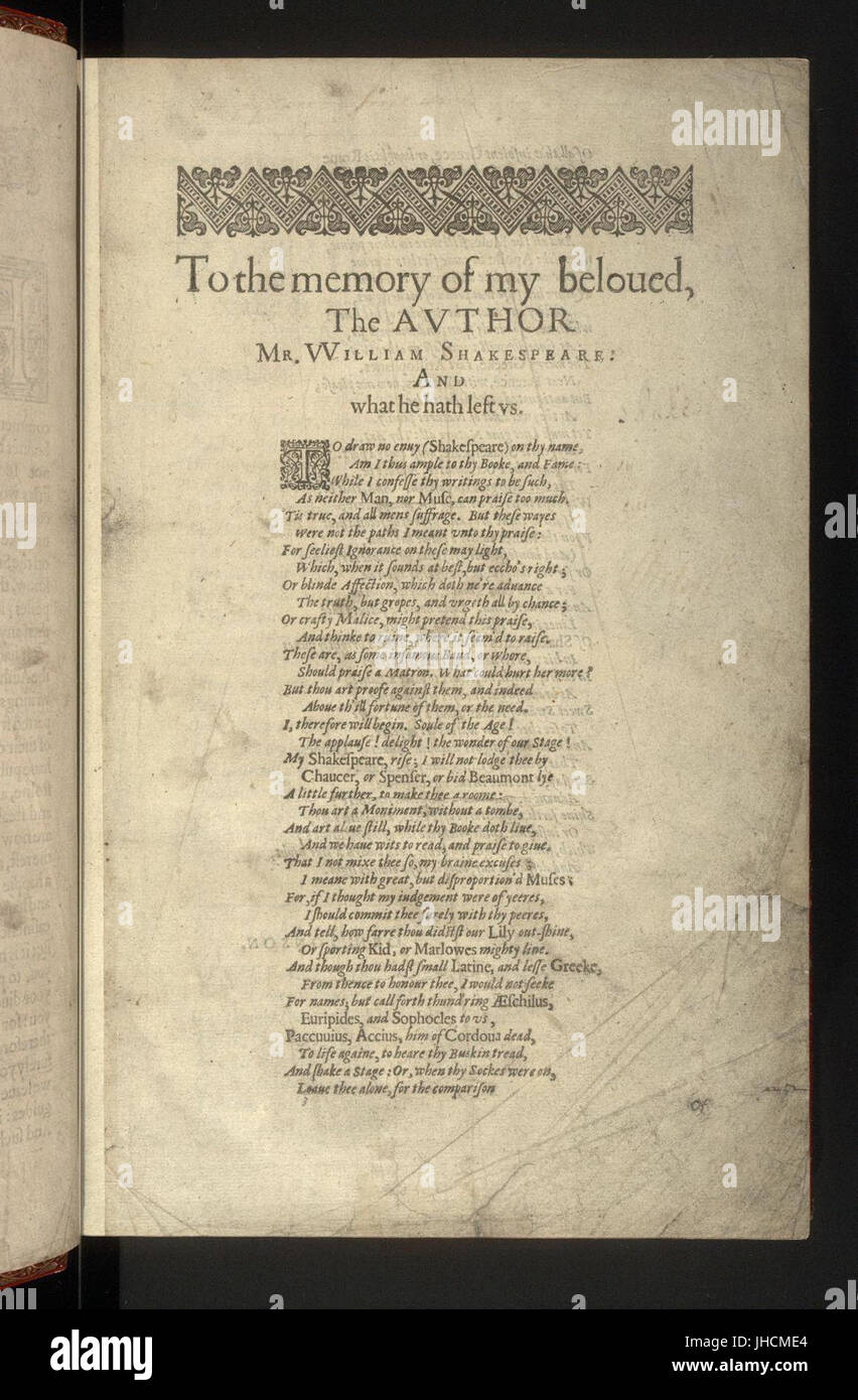 First Folio, Shakespeare - 0009 Stock Photo - Alamy
