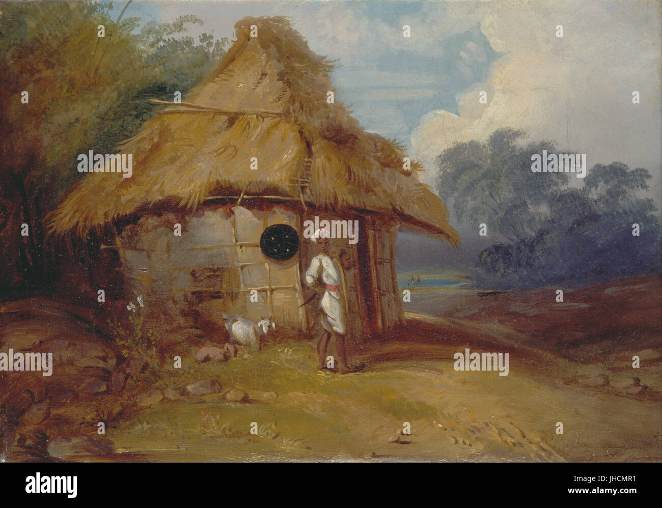 George Chinnery - View in Southern India, with a Warrior Outside his ...