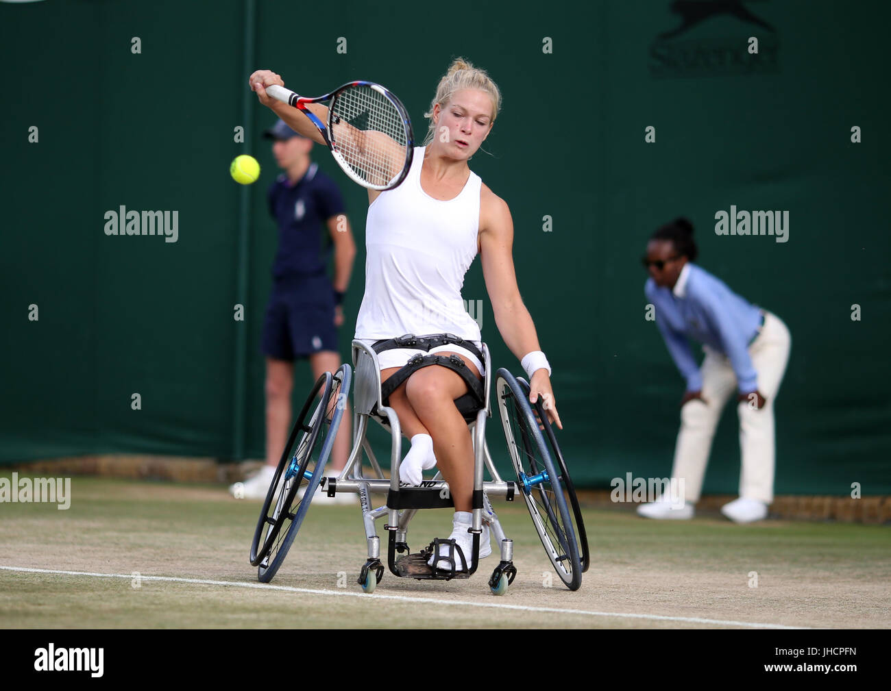 Diede De Groot in action against Jordanne Whiley in the wheelchair ...
