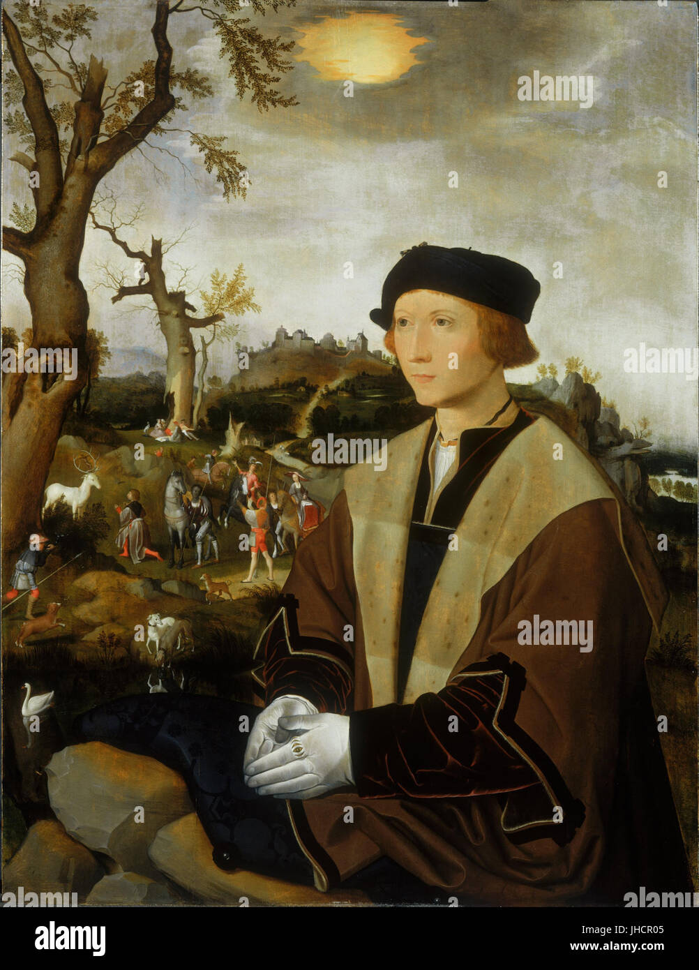 Jan Mostaert - Portrait of a Young Man Stock Photo - Alamy