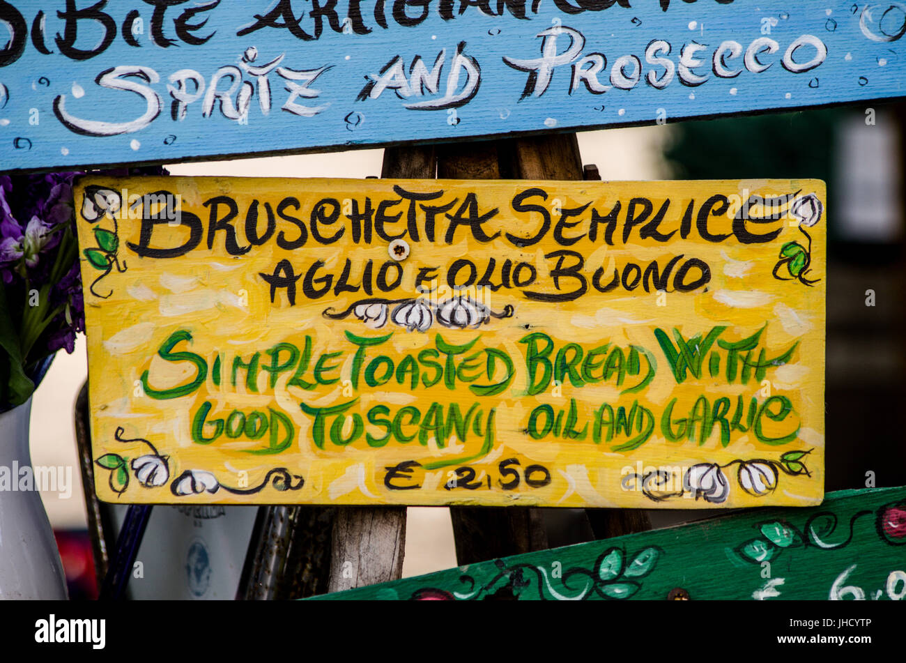 This is an handmade food signboard, met in a small tuscany village ...