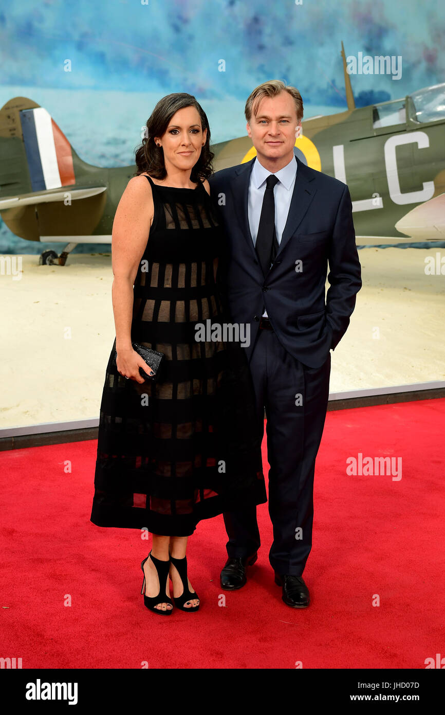 Christopher Nolan (right) and Emma Thomas (left) attending the Dunkirk ...