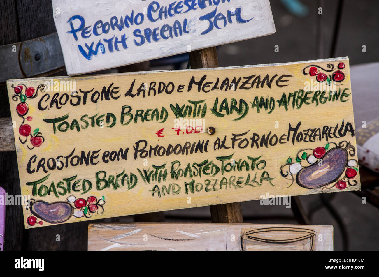 This is an handmade food signboard, met in a small tuscany village ...
