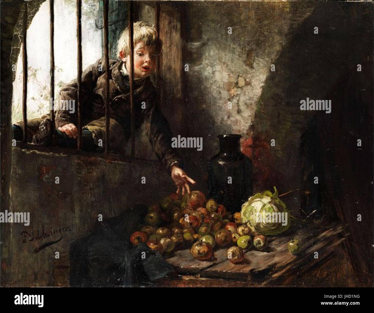 Felix Schlesinger - Der Knabe am Kellerfenster Stock Photo - Alamy