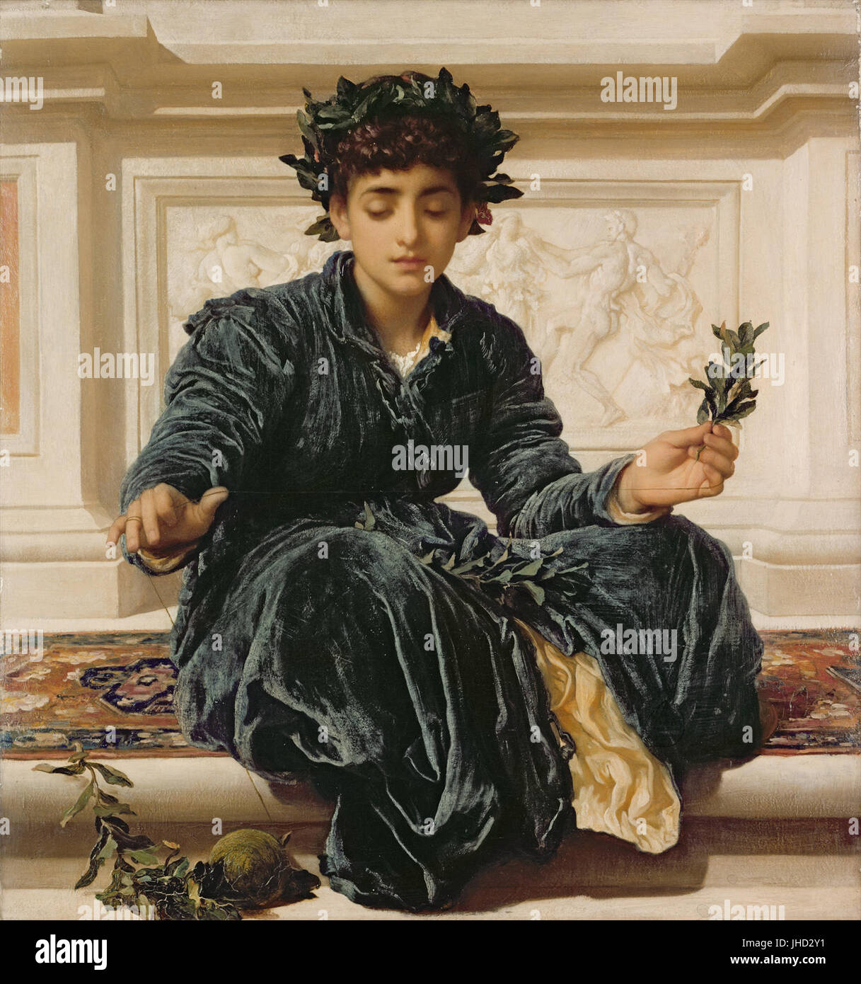 Frederic Leighton - Weaving the Wreath Stock Photo - Alamy