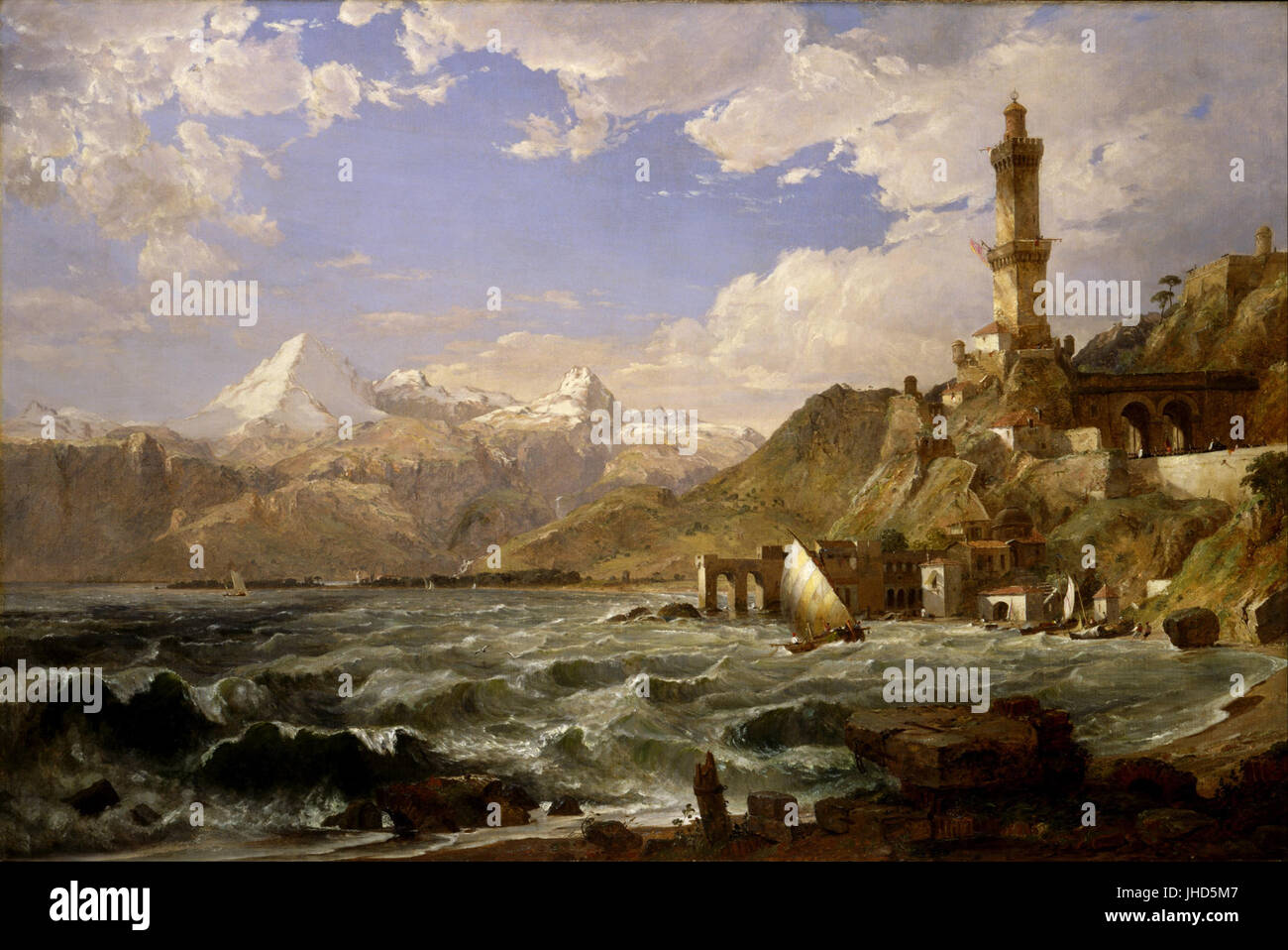Jasper Francis Cropsey - The Coast of Genoa Stock Photo - Alamy