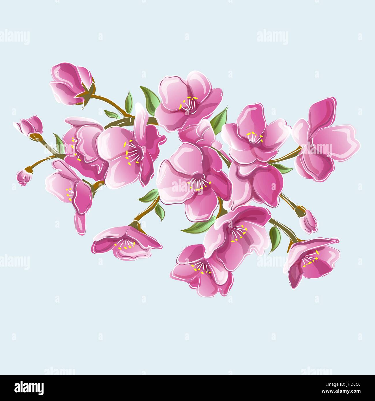 Vector illustration of a sakura branch for greeting cards and greetings ...