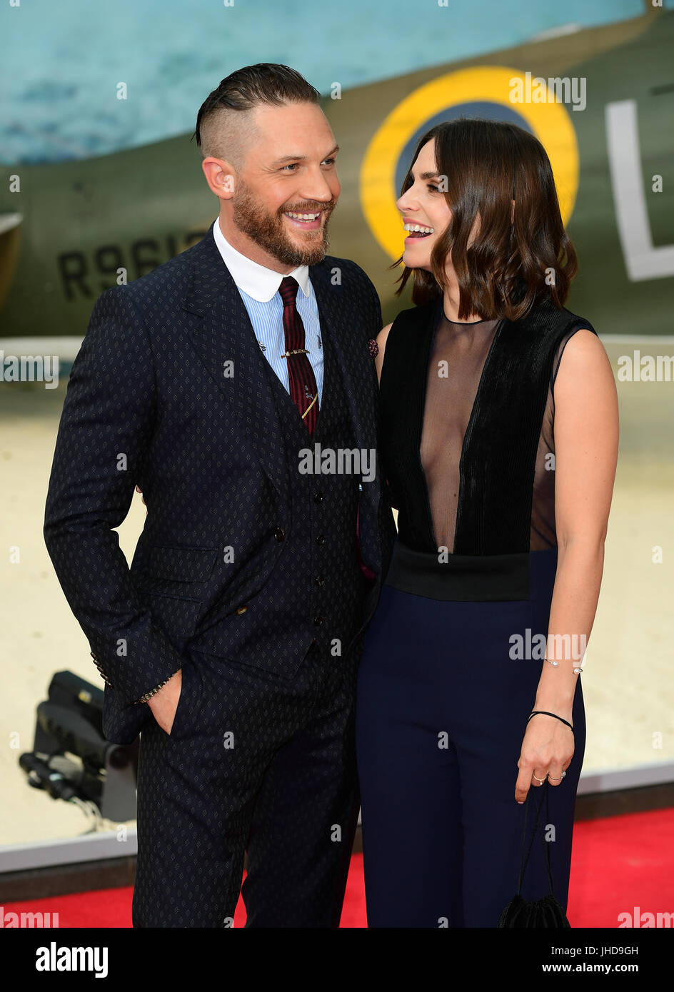 Tom Hardy and Charlotte Riley (right) attending the Dunkirk world ...