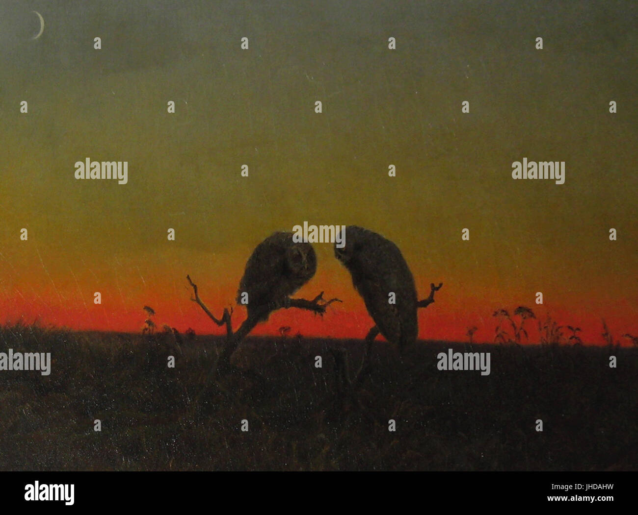 Martin Johnson Heade - Two Owls at Sunset Stock Photo - Alamy