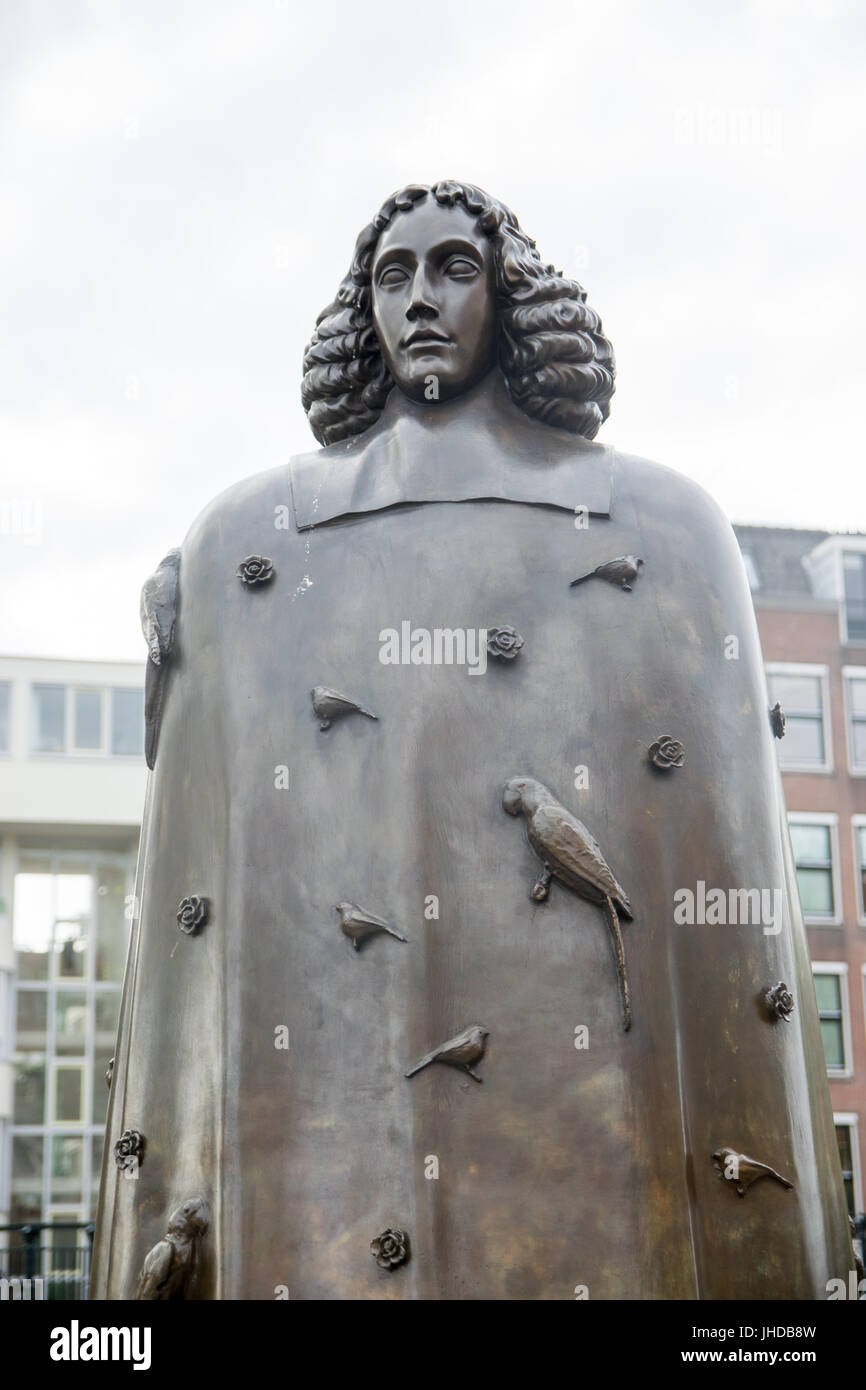 AMSTERDAM, NETHERLANDS - JUNE 03, 2017: Statue of Spinoza in Amsterdam ...