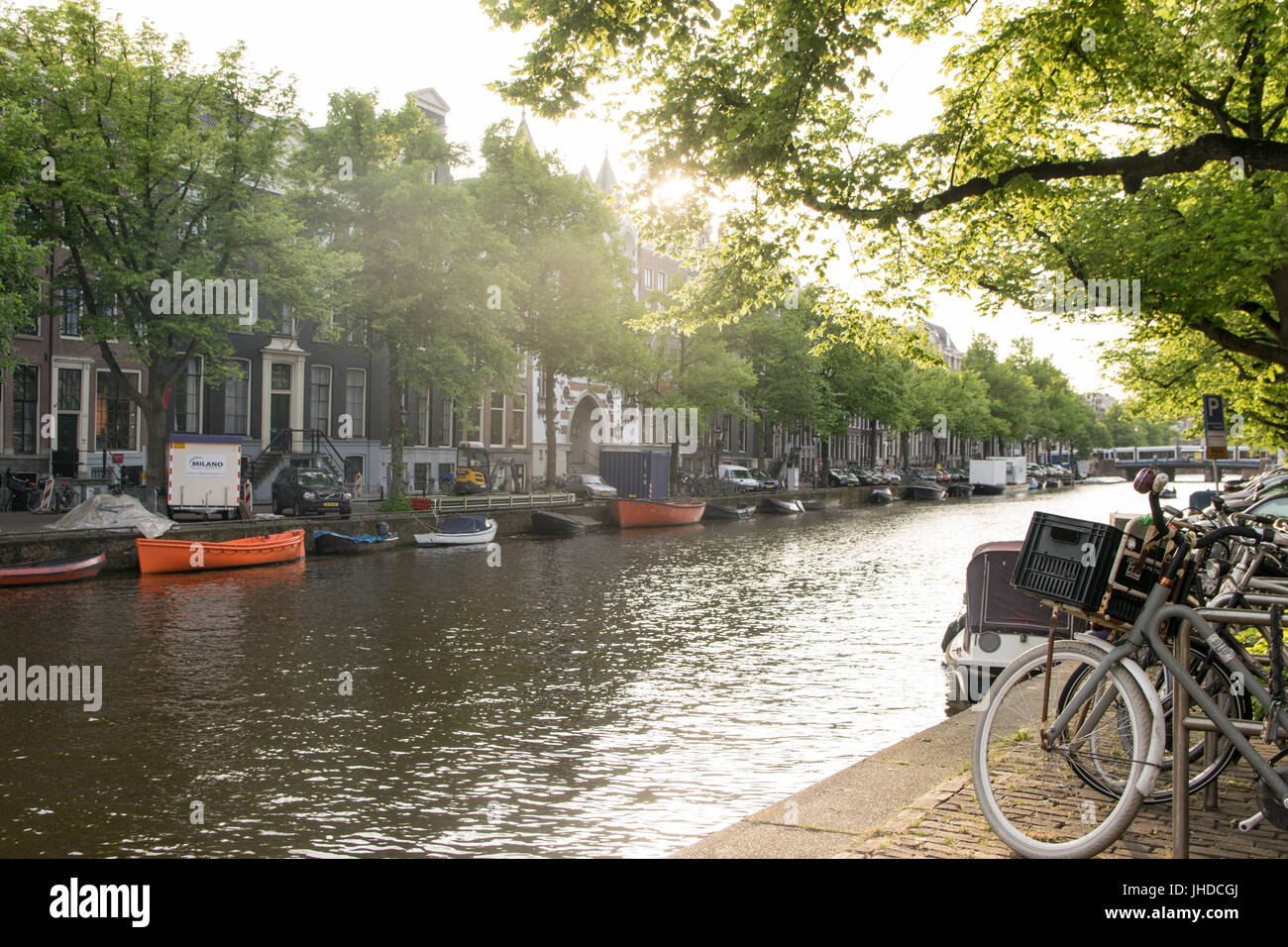 Canals of Amsterdam. Amsterdam is the capital and most populous city of the Netherlands Stock ...