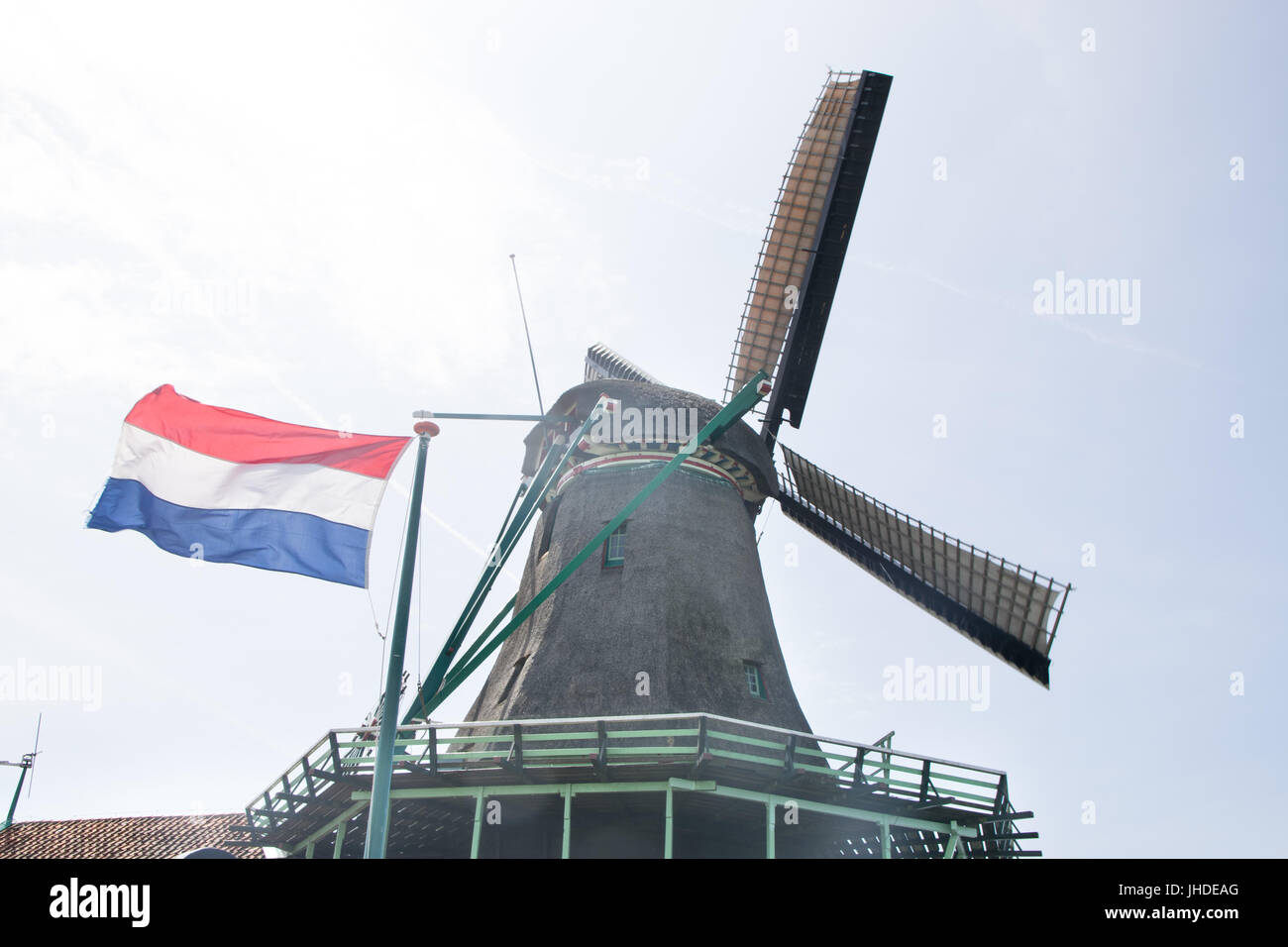 Traditional Dutch windmills with canal near the Amsterdam, Holland ...