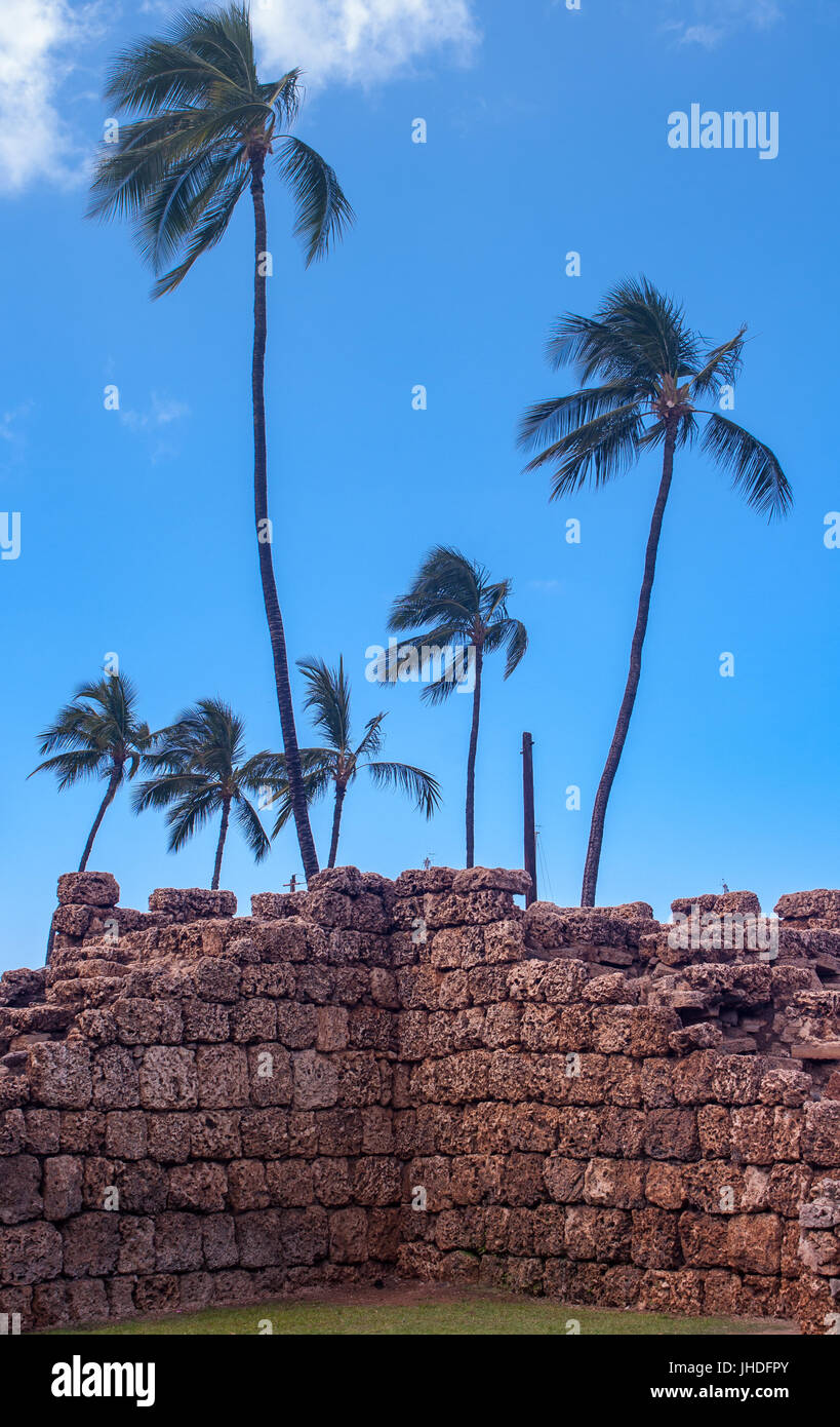 Partial reconstruction of the historic Old Lahaina Fort, Maui Stock ...
