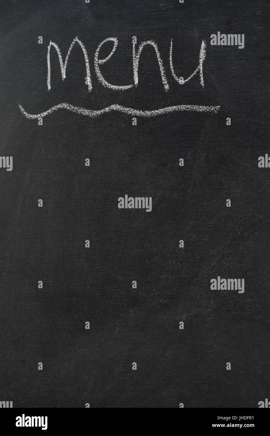 Cafe or restaurant blackboard with the word 'menu' at the top, written ...
