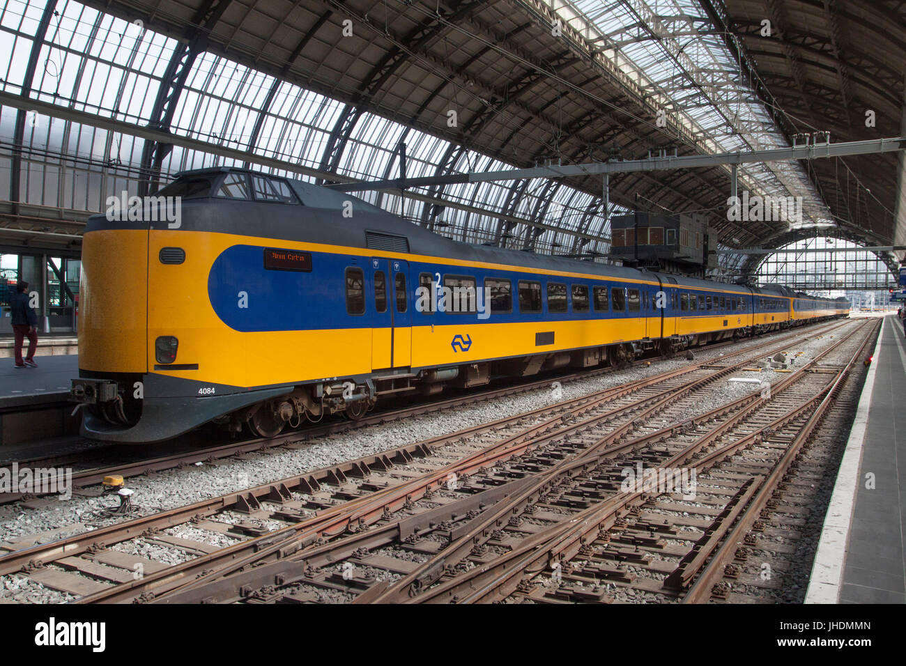AMSTERDAM, THE NETHERLANDS - MAY 24, 2017: Waiting Dutch railway ...