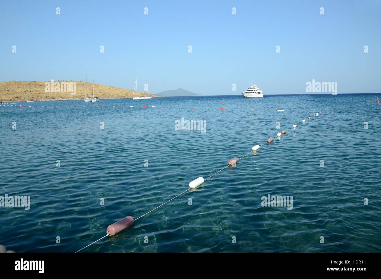 General landscape of Aegean Sea in Turkey, holiday resort Bagla ...