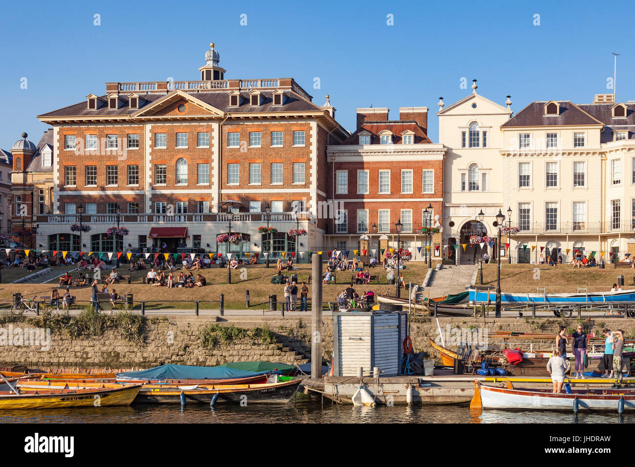 River Thames riverside at Richmond Upon Thames, London on a summer ...