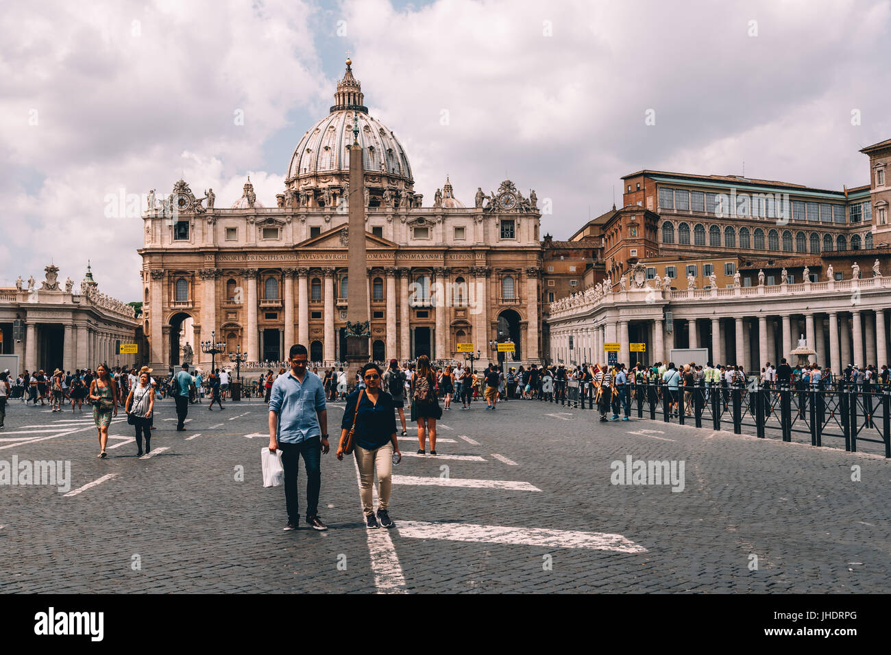 Rome, Italy - August 19, 2016: St Peters Square with a crowd of ...