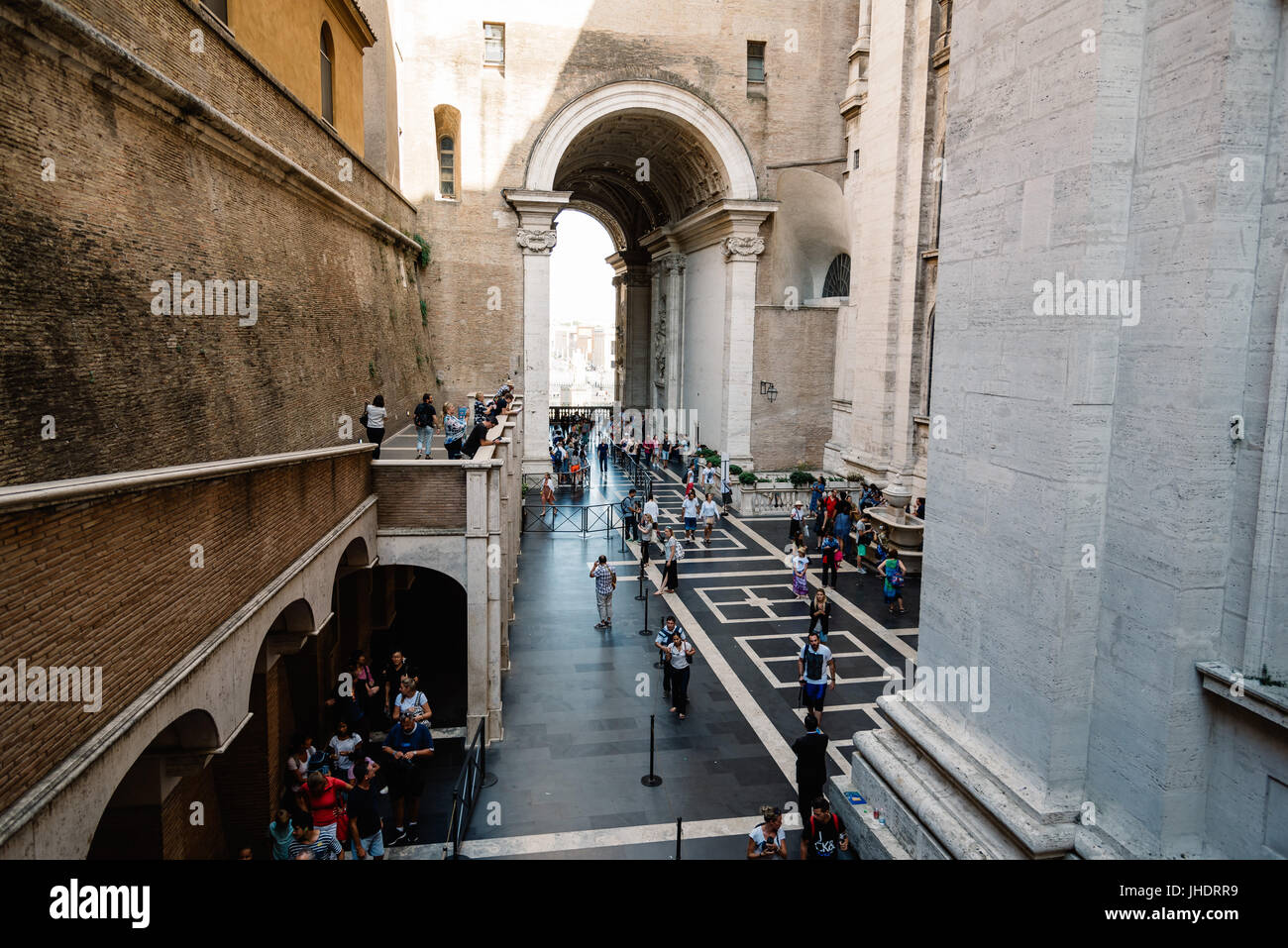 Rome, Italy - August 19, 2016: Interior courtyard in Vatican Museums ...