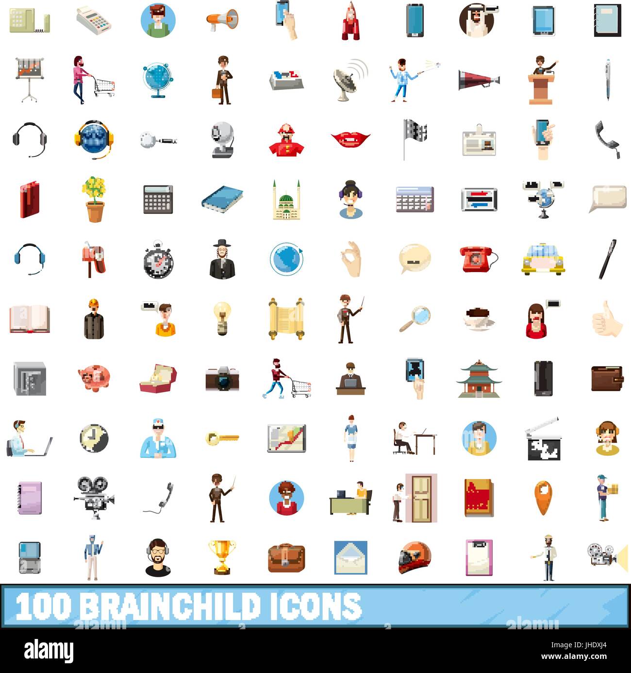 100 brainchild icons set, cartoon style Stock Vector Image & Art - Alamy
