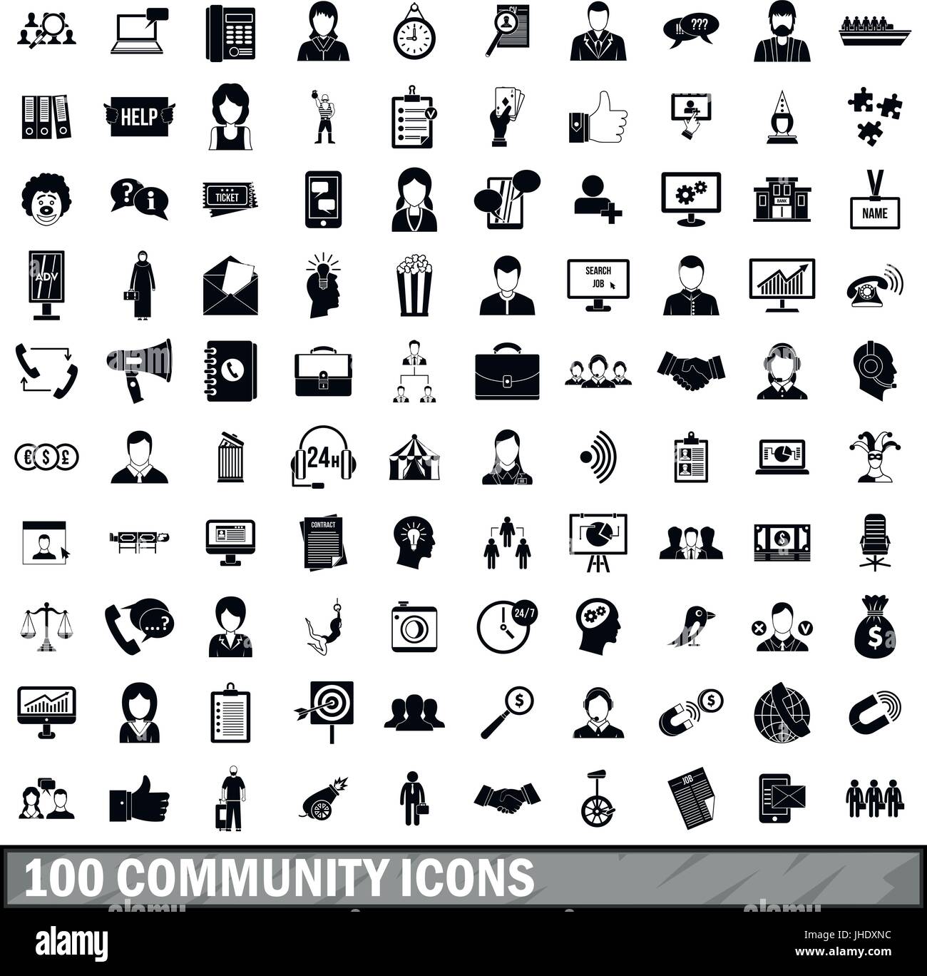 100 community icons set, simple style Stock Vector Image & Art - Alamy