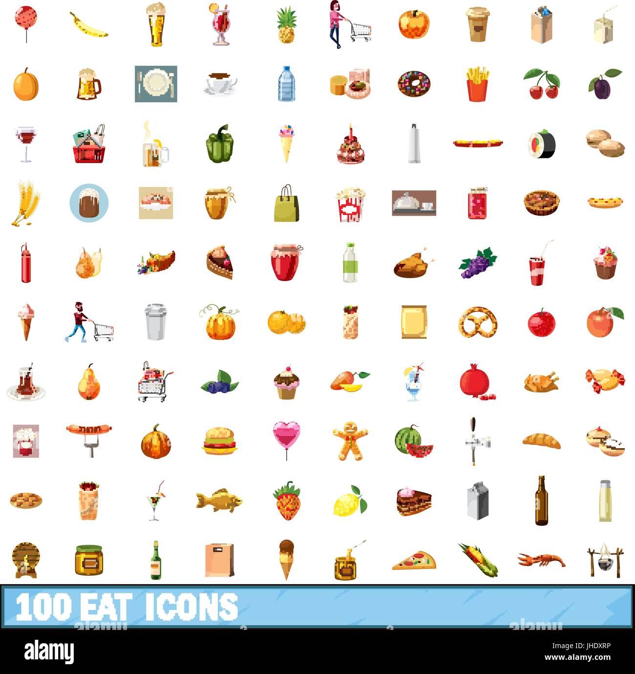 100 eat icons set, cartoon style Stock Vector Image & Art - Alamy