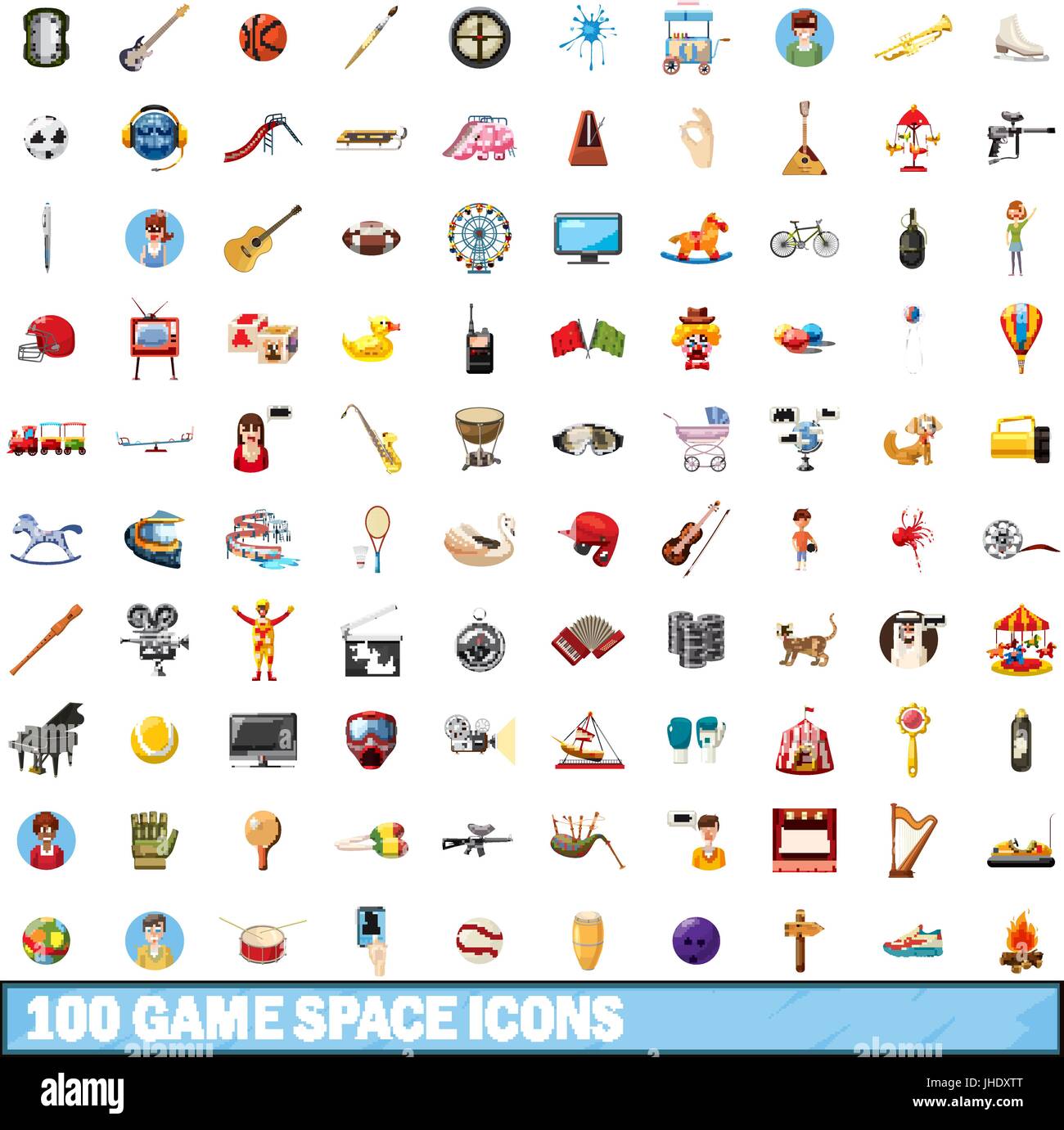 100 game space icons set, cartoon style Stock Vector Image & Art - Alamy