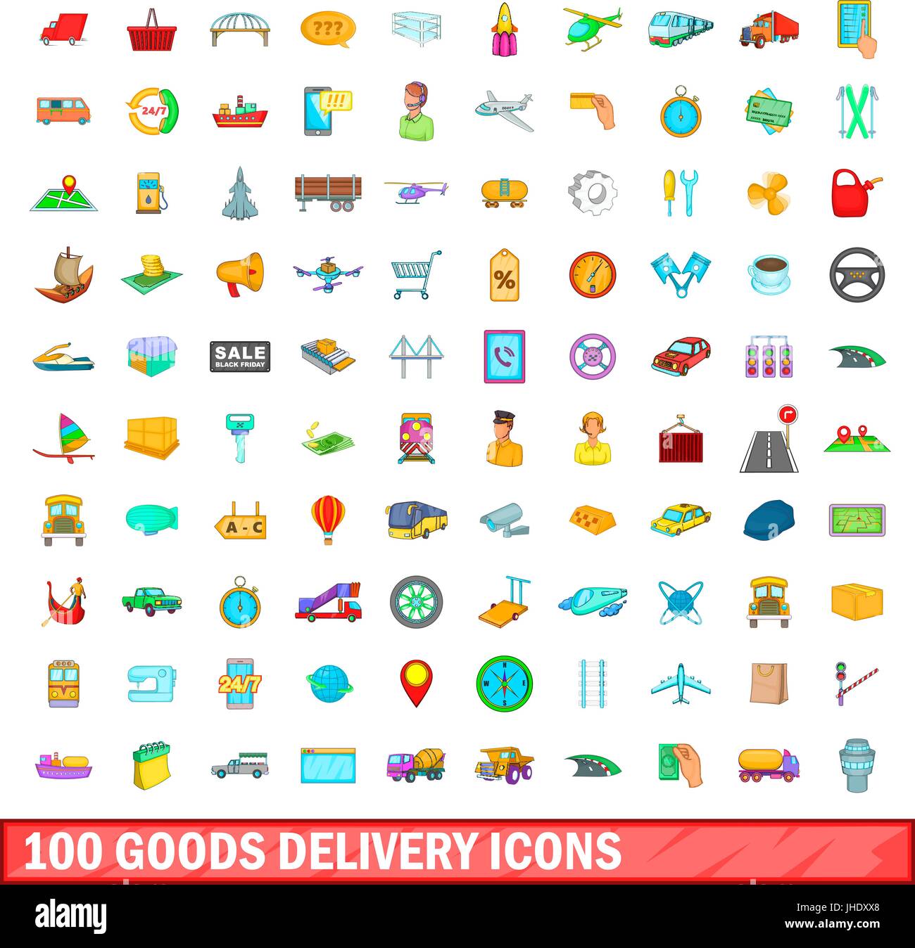 100 goods delivery icons set, cartoon style Stock Vector Image & Art ...