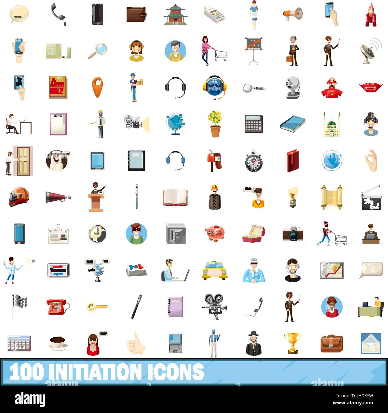 100 initiation icons set, cartoon style Stock Vector Image & Art - Alamy