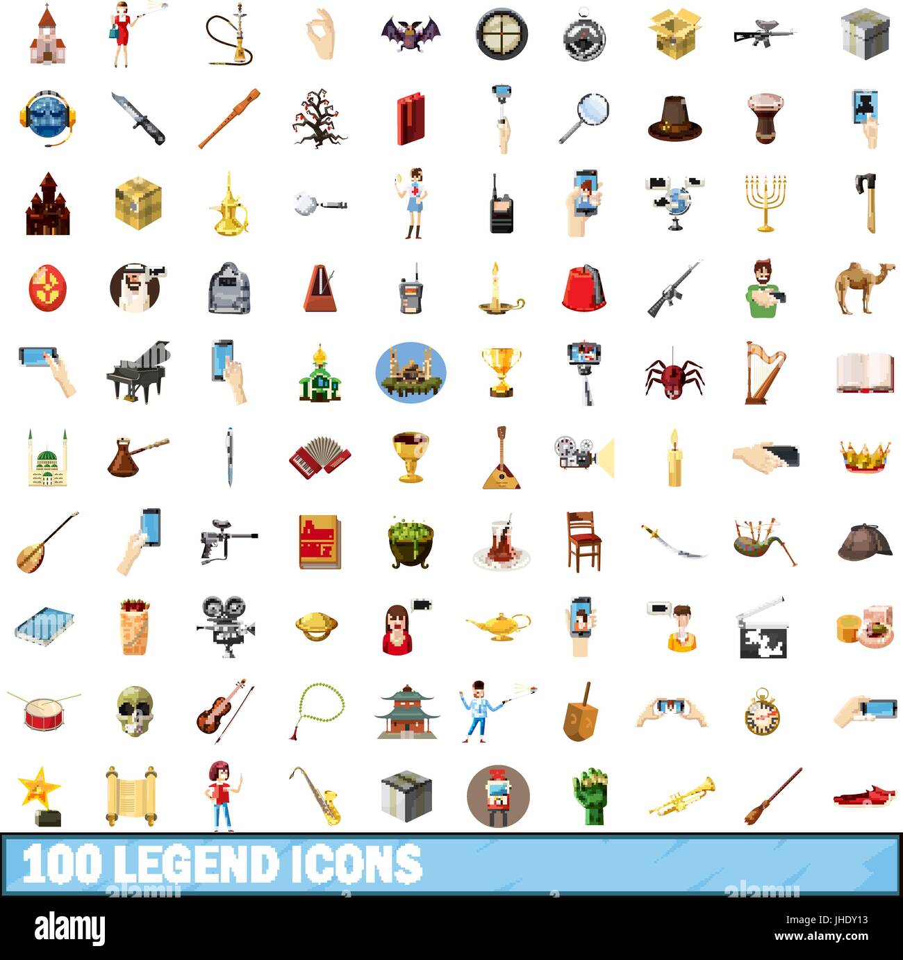 100 legend icons set, cartoon style Stock Vector Image & Art - Alamy