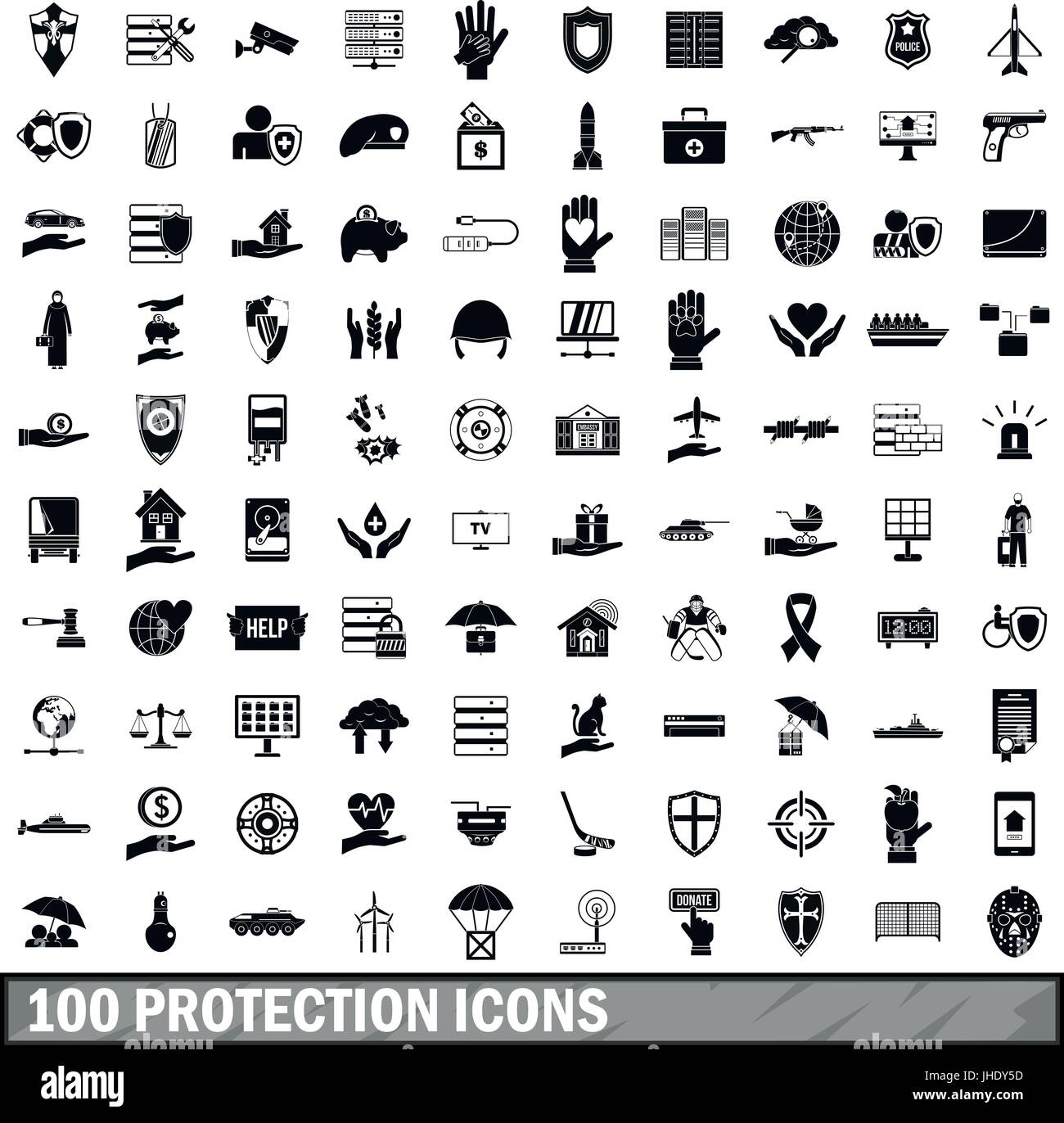 100 protection icons set, simple style Stock Vector Image & Art - Alamy