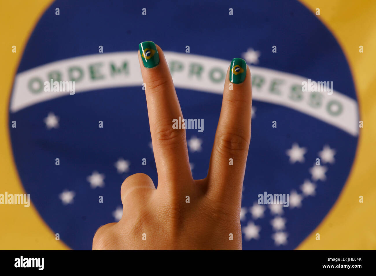 Flag, Fingers, Belém, Pará, Brazil Stock Photo - Alamy