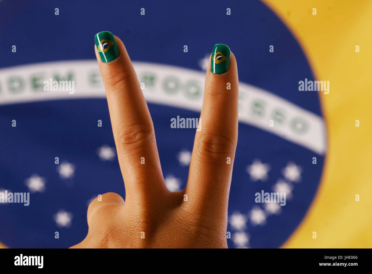 Flag, Fingers, Belém, Pará, Brazil Stock Photo - Alamy