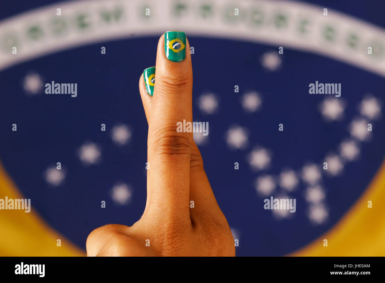 Flag, Fingers, Belém, Pará, Brazil Stock Photo - Alamy