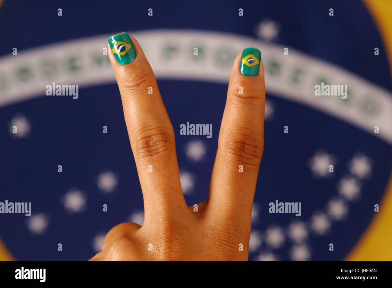 Flag, Fingers, Belém, Pará, Brazil Stock Photo - Alamy