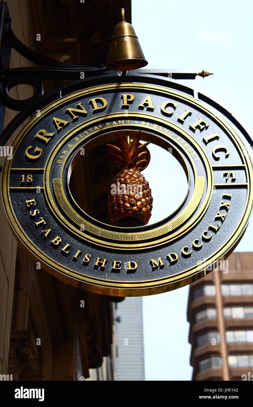 Sign For Grand Pacific Restaurant, Manchester City Centre Stock Photo ...