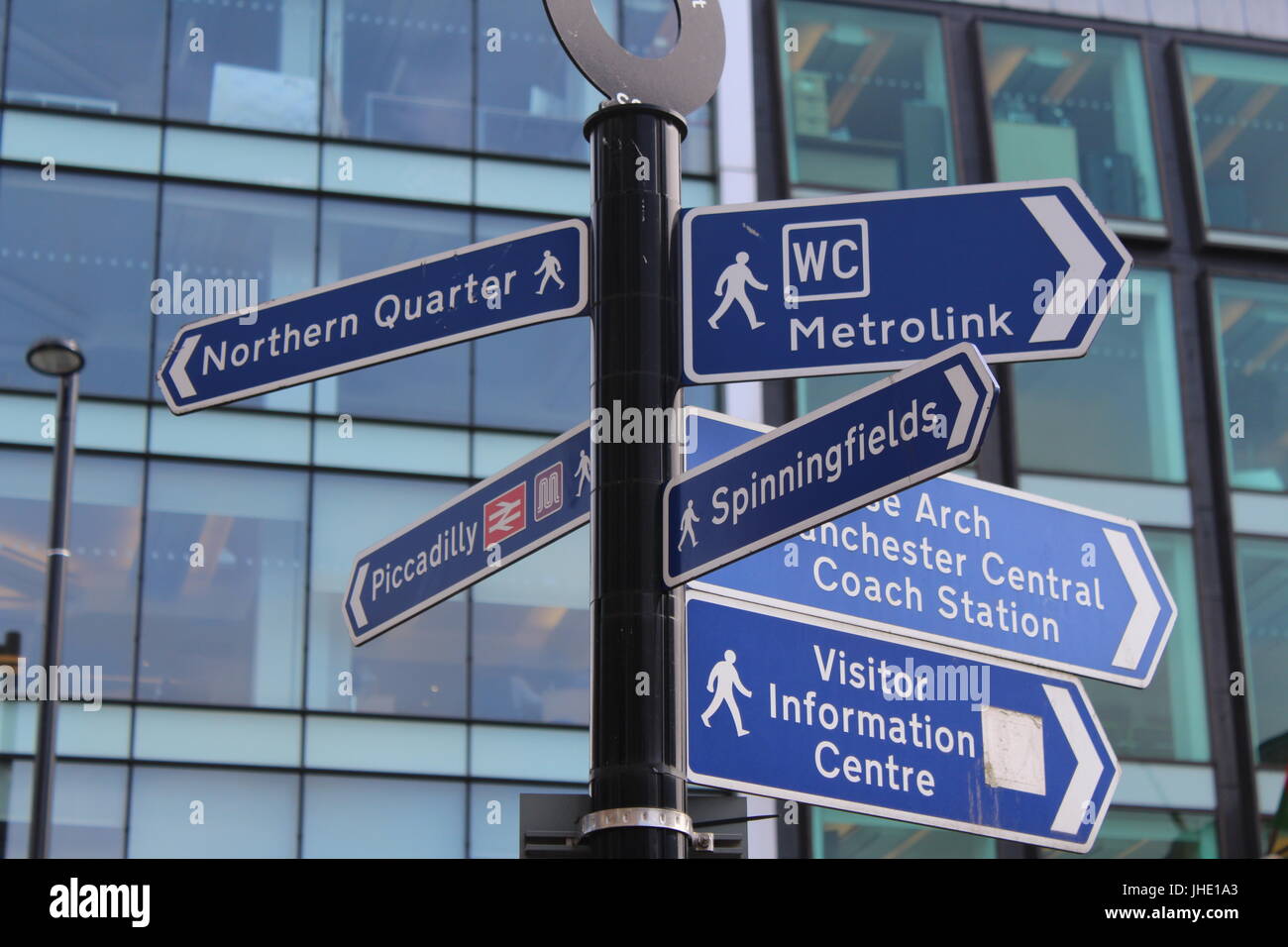 Manchester City Centre Signposts Stock Photo - Alamy
