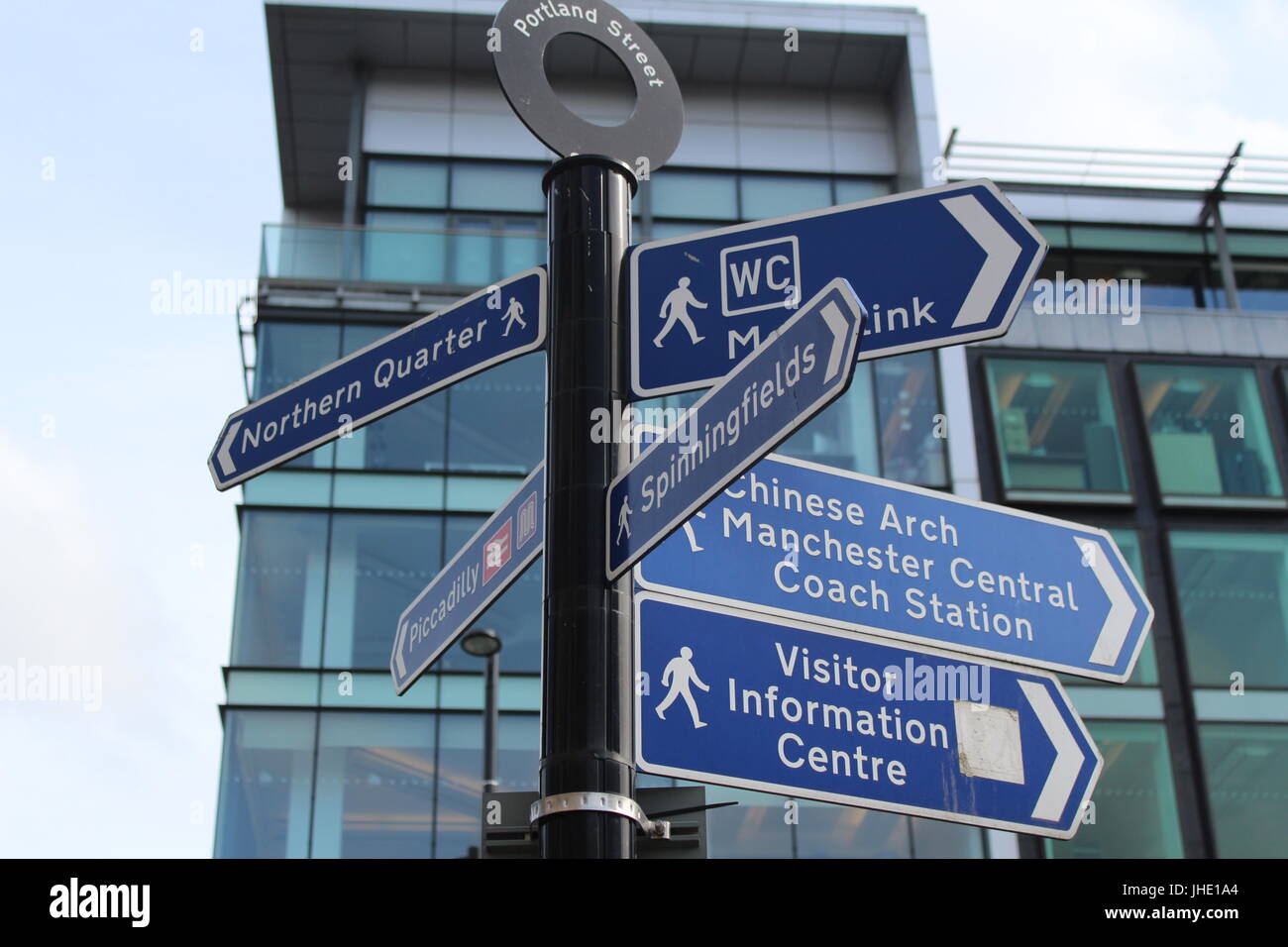 Manchester City Centre Signposts Stock Photo - Alamy