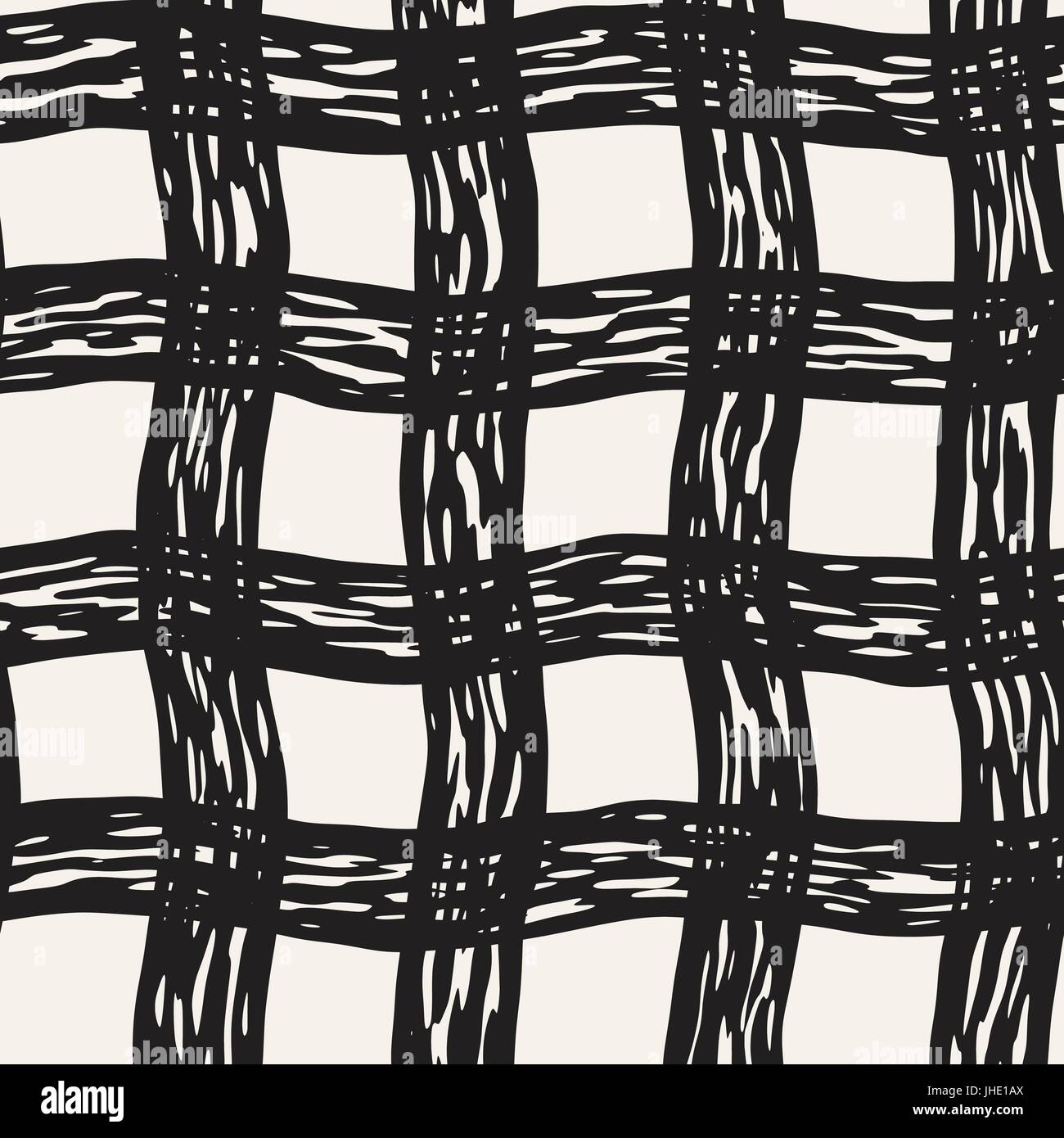 Hand drawn seamless plaid pattern. Allover pattern with ink doodle ...