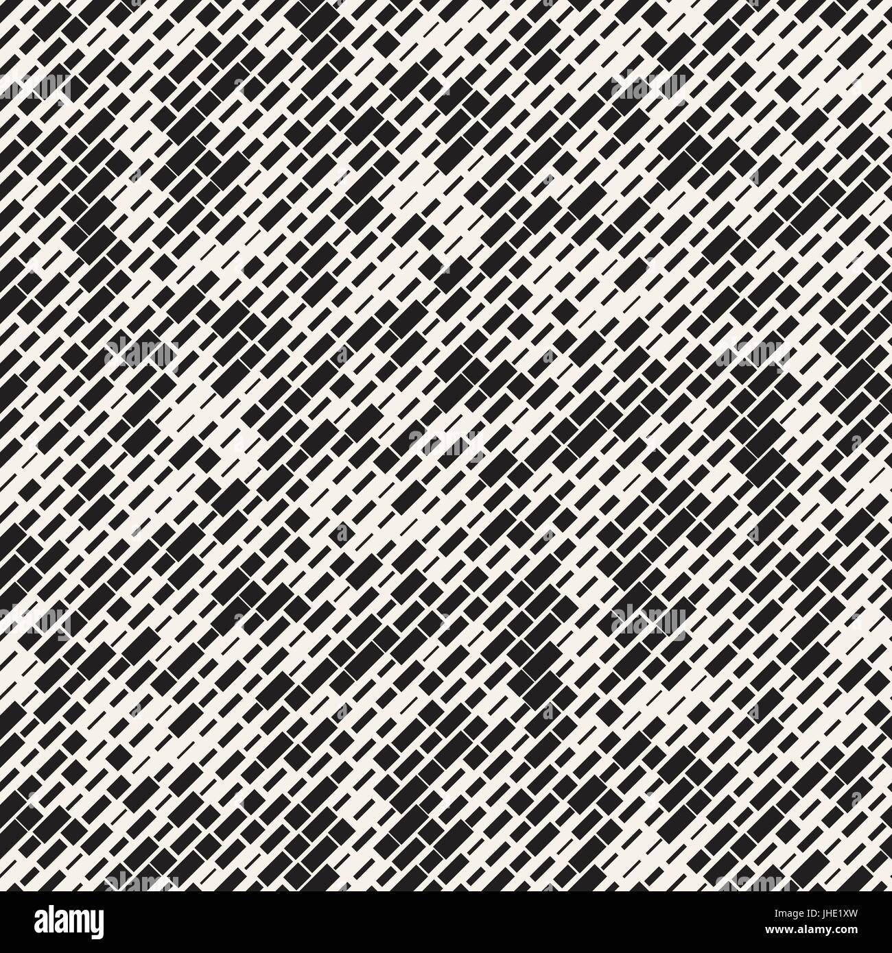 Vector Seamless Black And White Irregular Dash Rectangles Grid Pattern. Trendy Monochrome ...