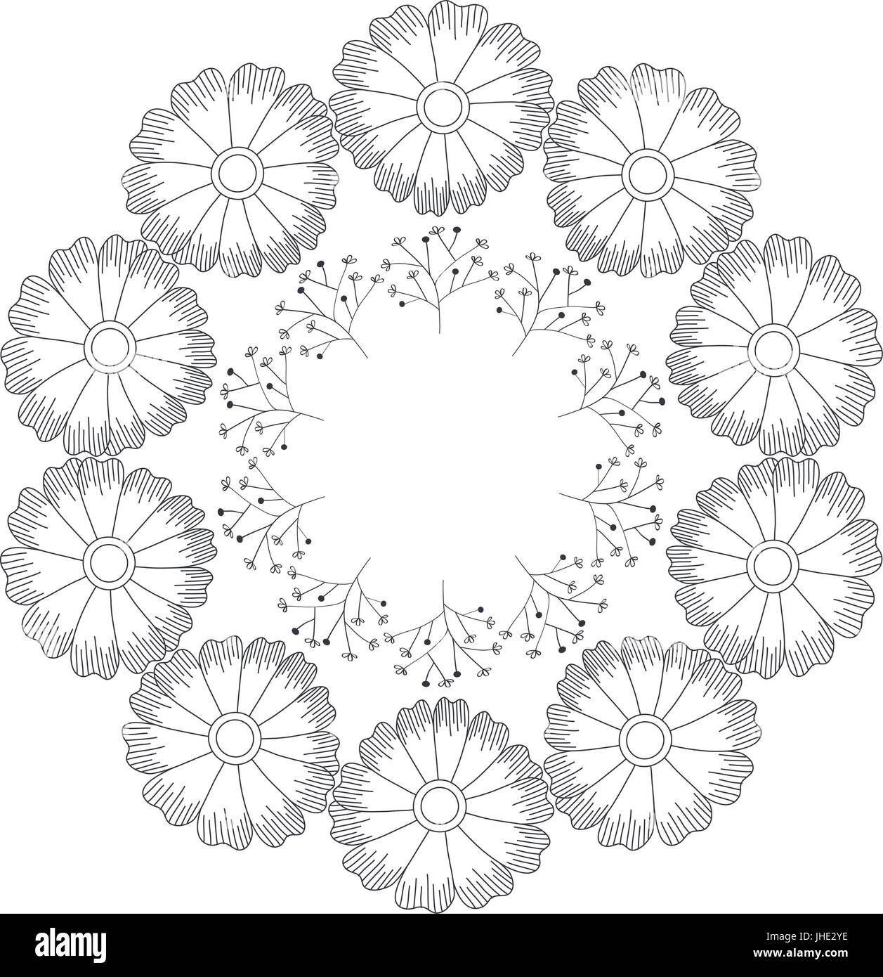 Circular crown with flowers vector illustration design Stock Vector ...