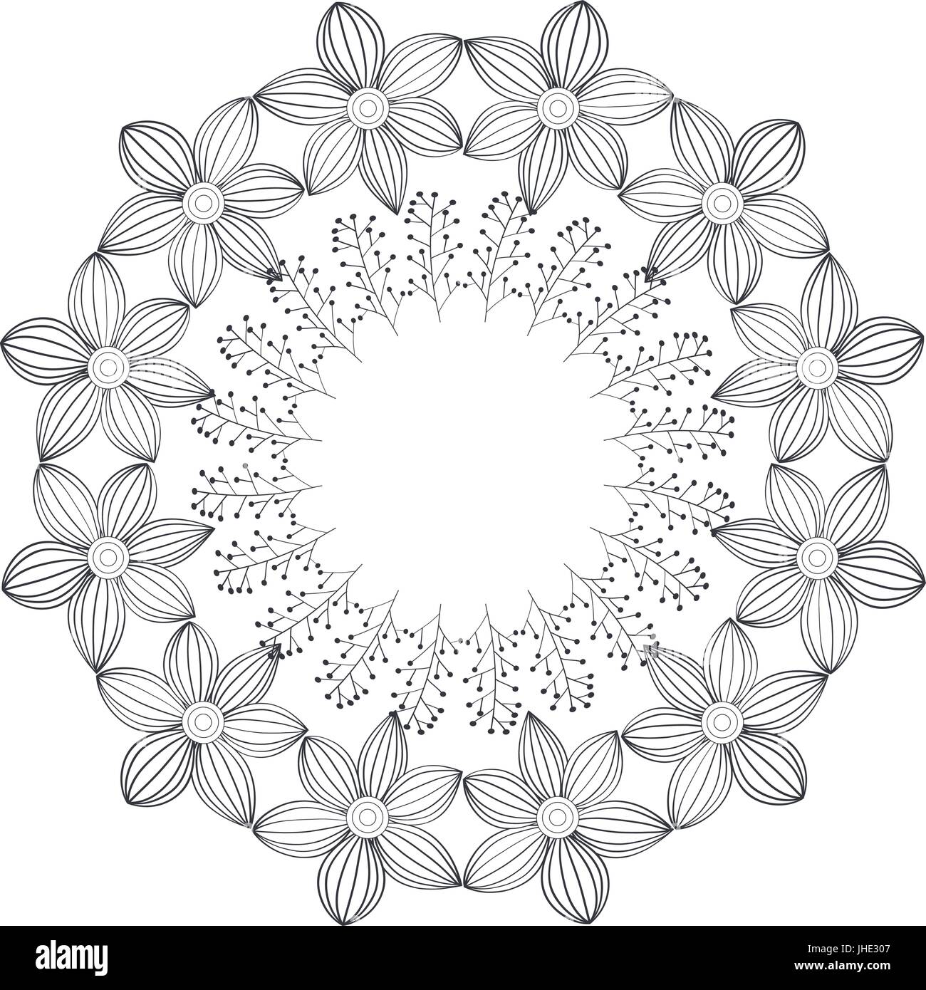 Circular crown with flowers vector illustration design Stock Vector ...