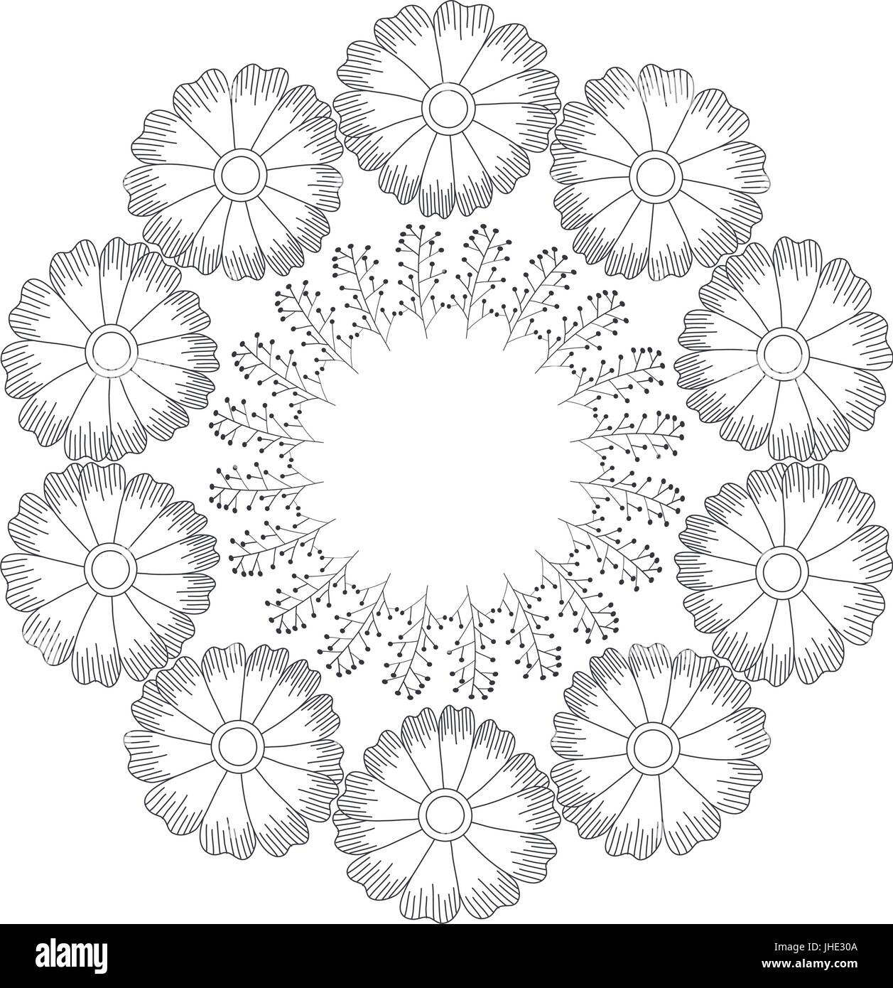 Circular crown with flowers vector illustration design Stock Vector ...