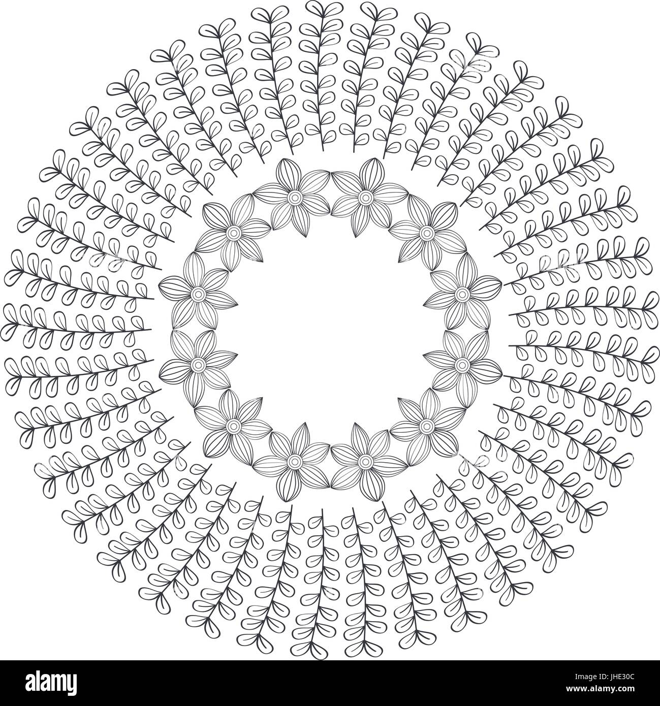 Circular crown with leaves vector illustration design Stock Vector ...