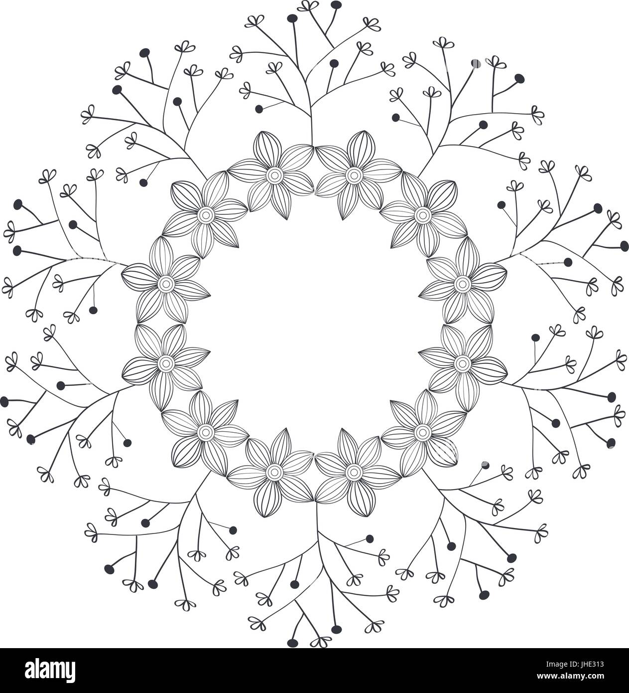 Circular crown with leaves vector illustration design Stock Vector ...