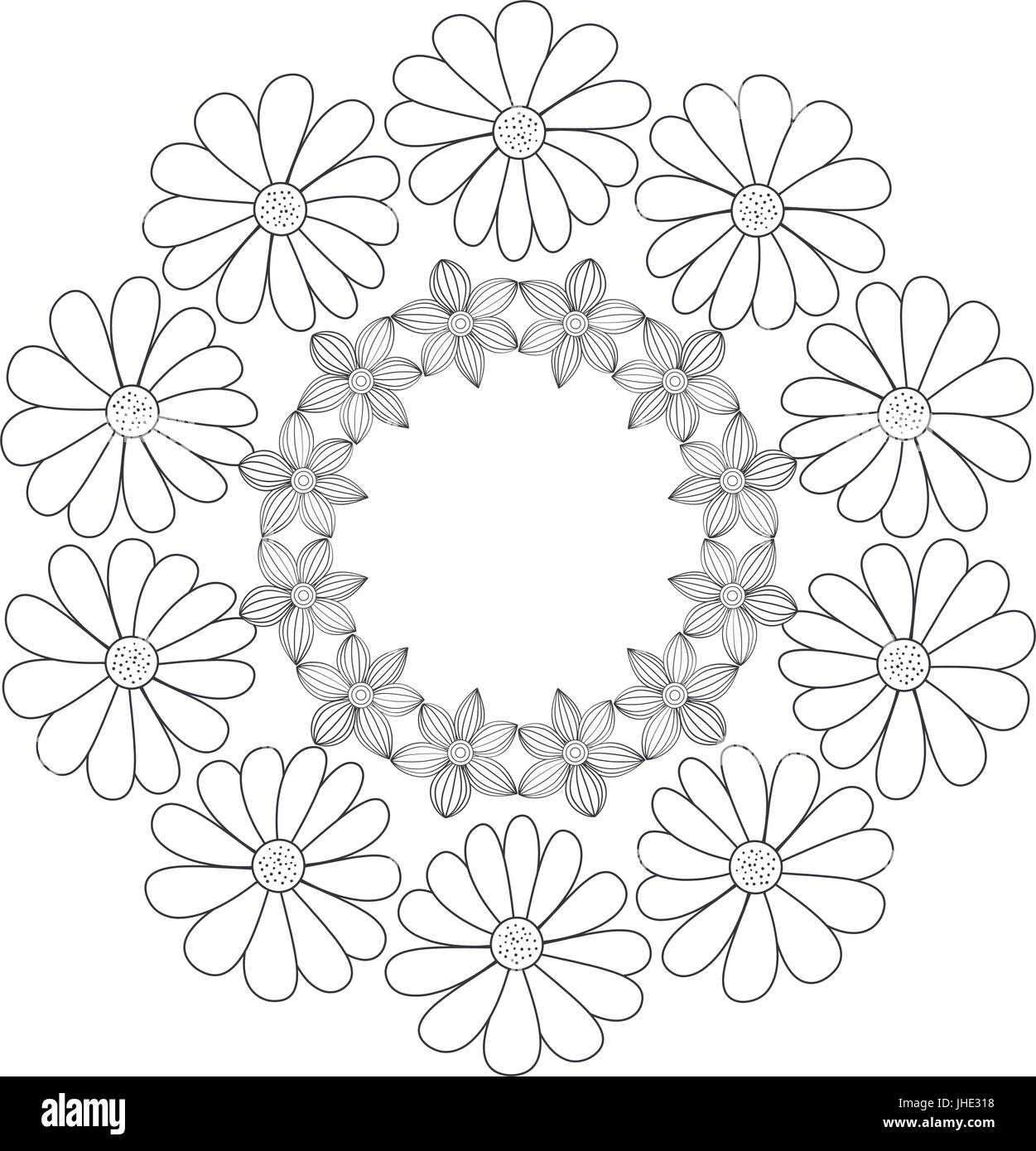 Circular crown with flowers vector illustration design Stock Vector ...