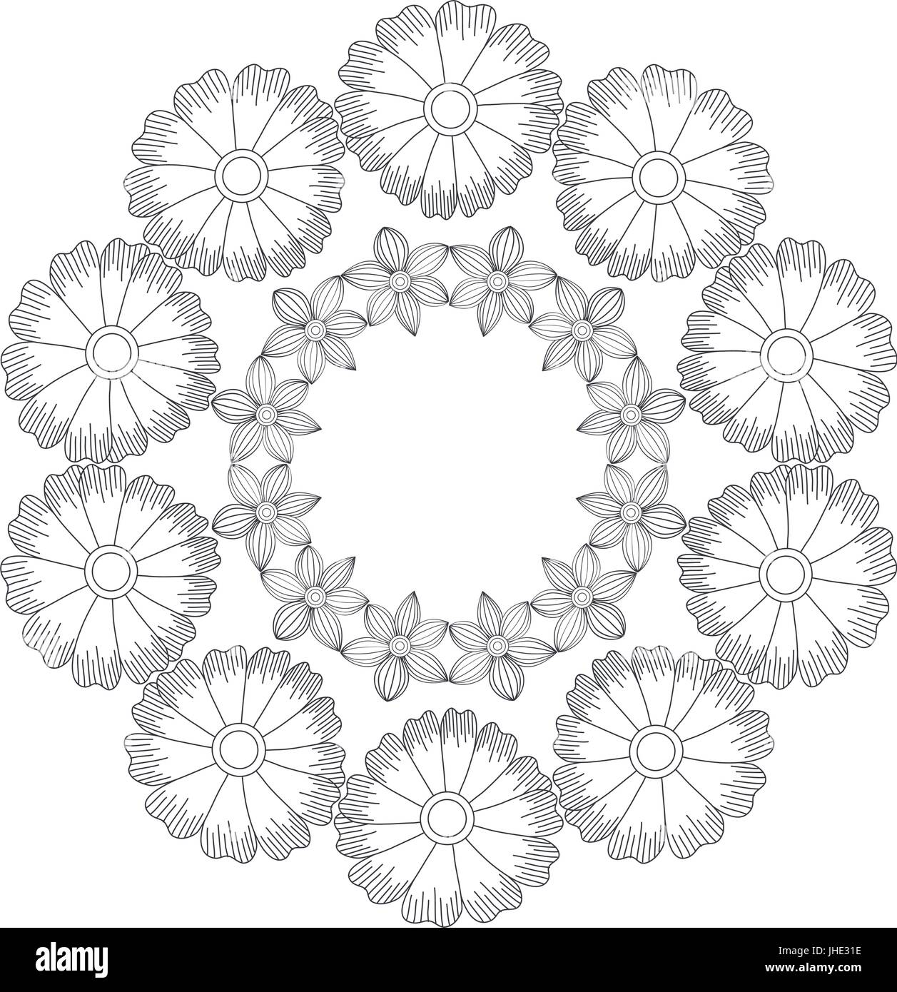Circular crown with flowers vector illustration design Stock Vector ...